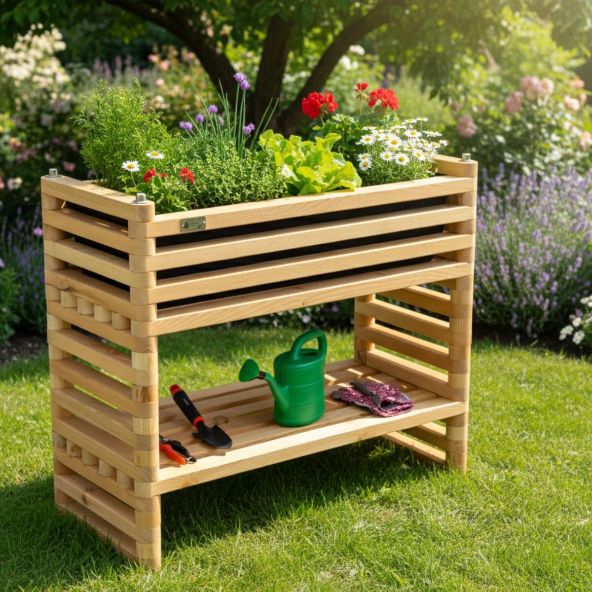 „Sissi“ 94×44×80 – schmales Hochbeet auf Stelzen